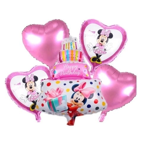 Комплект балони за рожден ден с Мини Маус и торта, 5 броя | Partilino.com