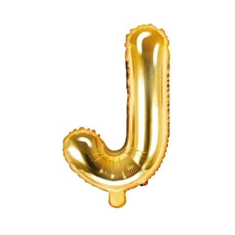 Фолиев балон буква J 35 см, злато | Partilino.com