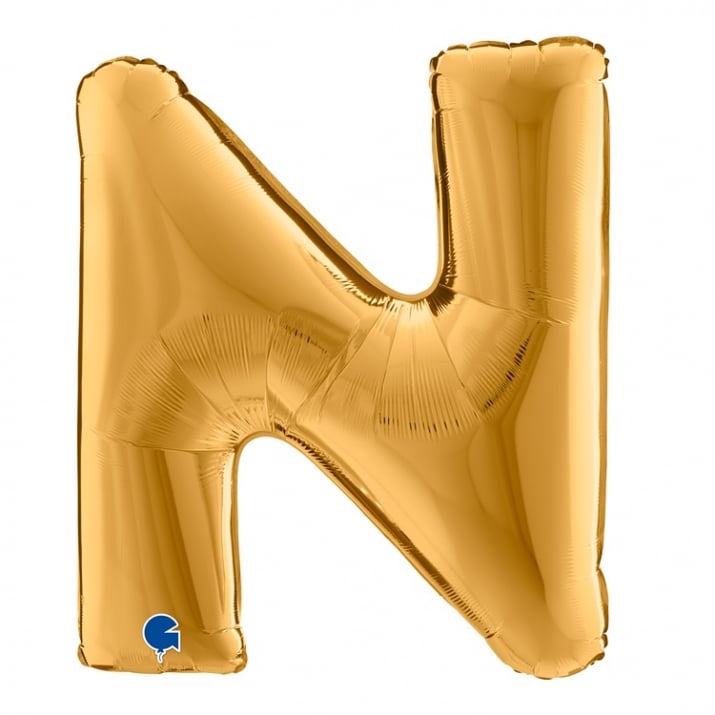 Голям фолиев балон златна буква N, 100 см | Partilino.com